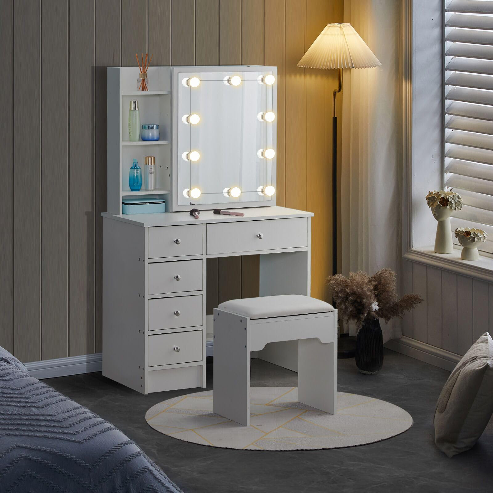 Brayden Studio Soumare Dressing Table Set with Mirror & Reviews ...