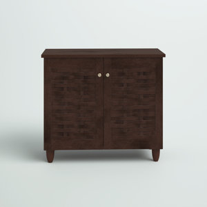 Ivy Bronx Yowell Modern 2-Door Dark Brown Wooden Shoes Storage Cabinet ...