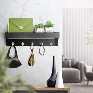 KJETHKEY Solid Wood Wall Organizer with Key Hooks | Wayfair