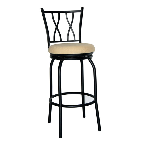 Red Barrel Studio® Xaylen 30" Double Cross Back Bar Stool in Black ...