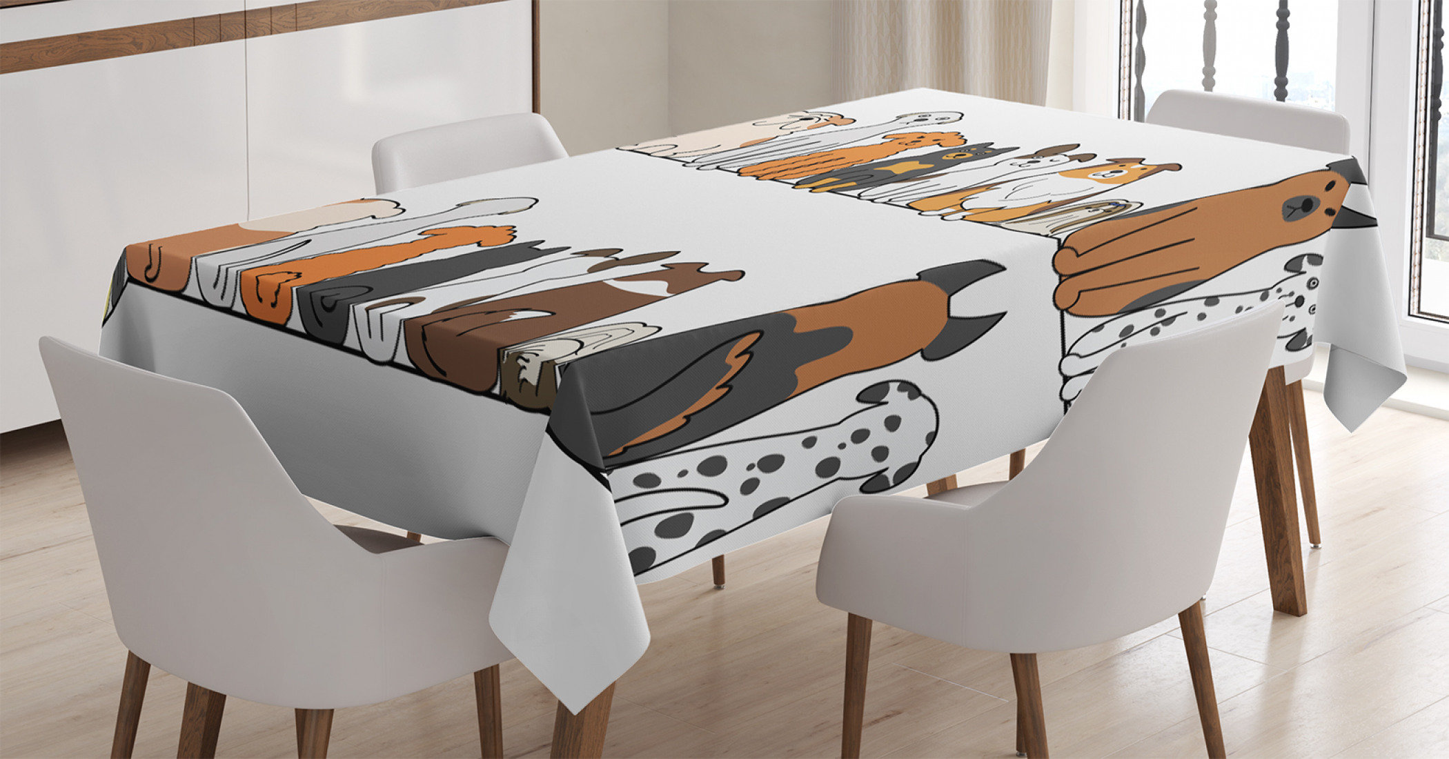 East Urban Home Dog Tablecloth, Multicultural Dog Family In A Row From ...