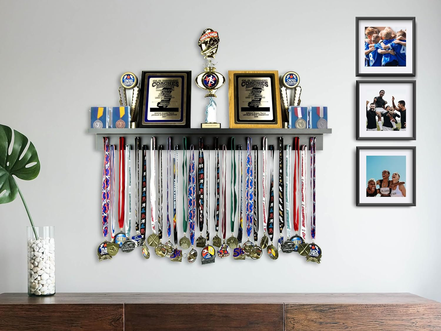 Hokku Designs Ultimate Medal Hanger Display And Trophy Shelf - Solid ...