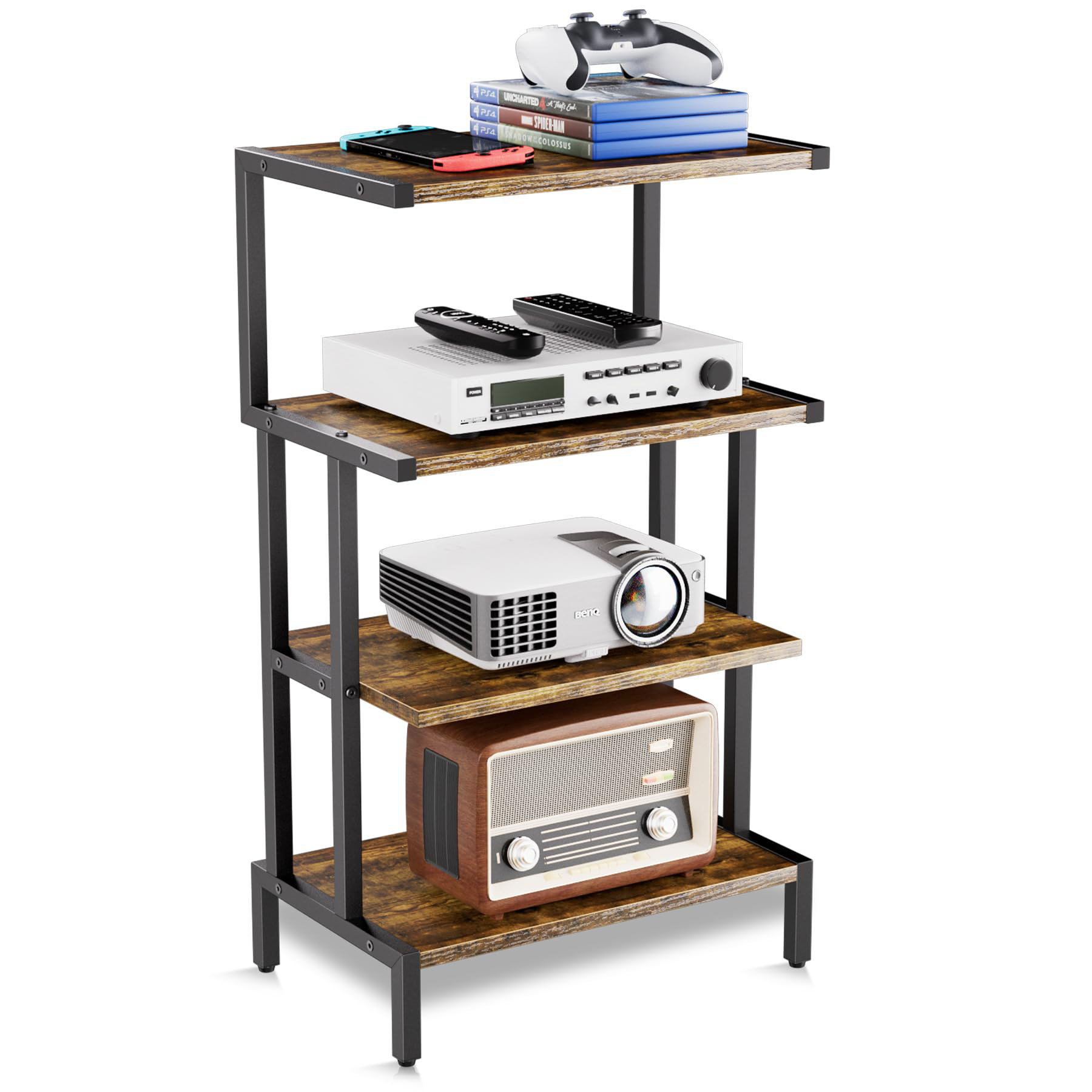 Latitude Run® 4-Tier Stereo Stand Cabinet For Small Space, Gaming ...