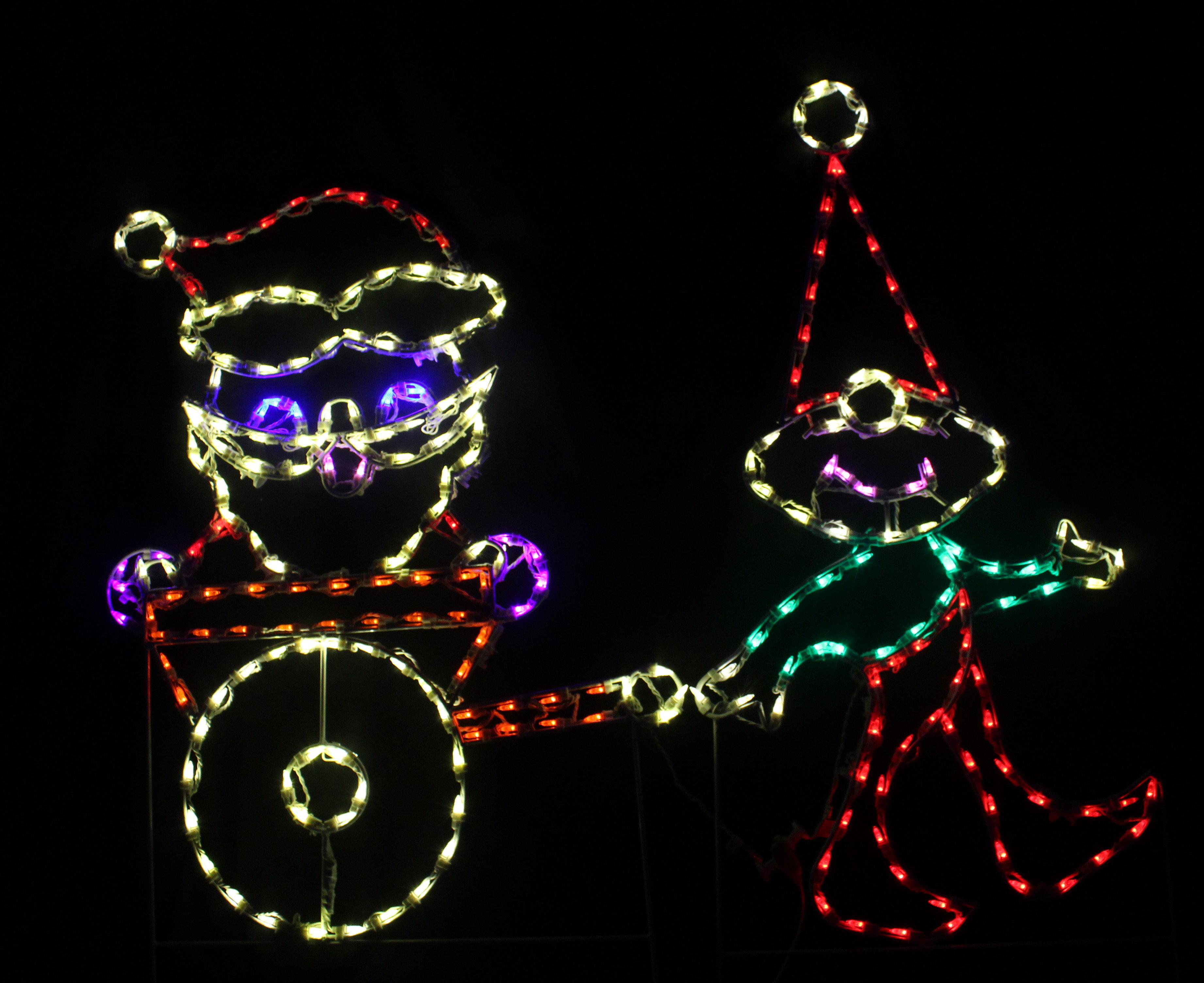 Lori's Lighted D'Lites Elf Pulling Santa Claus In Cart Christmas ...