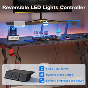 Inbox Zero Marianno L-shaped Gaming Desk with Recessed Power Outlets ...