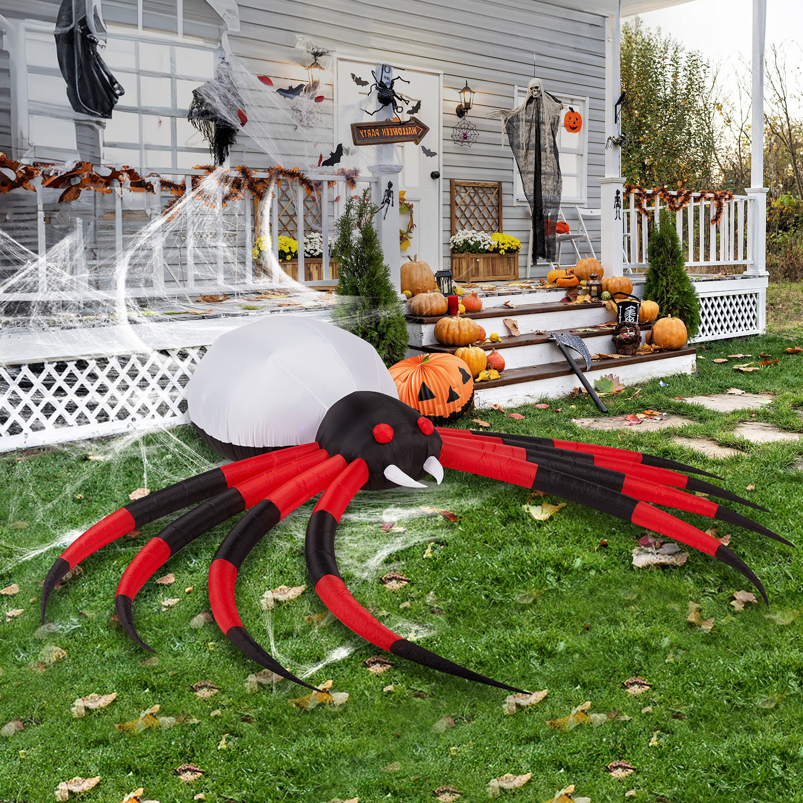The Holiday Aisle® 11 8 Ft Halloween Inflatable Spider Outdoor