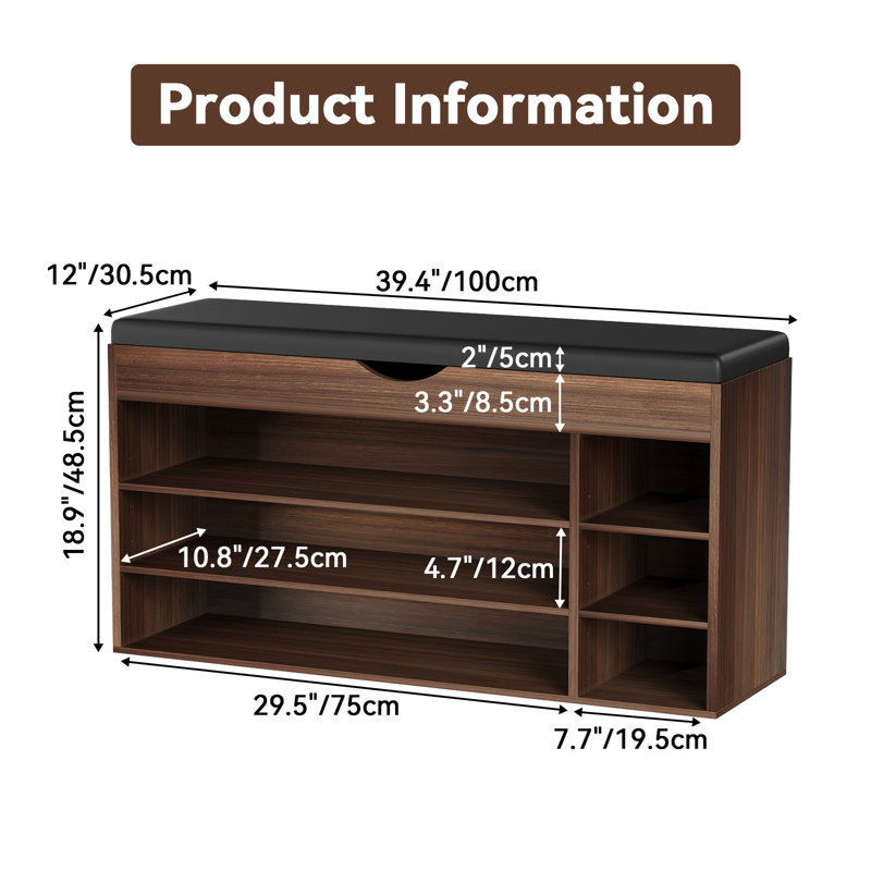 Millwood Pines 12 Pair Shoe Storage Bench & Reviews | Wayfair