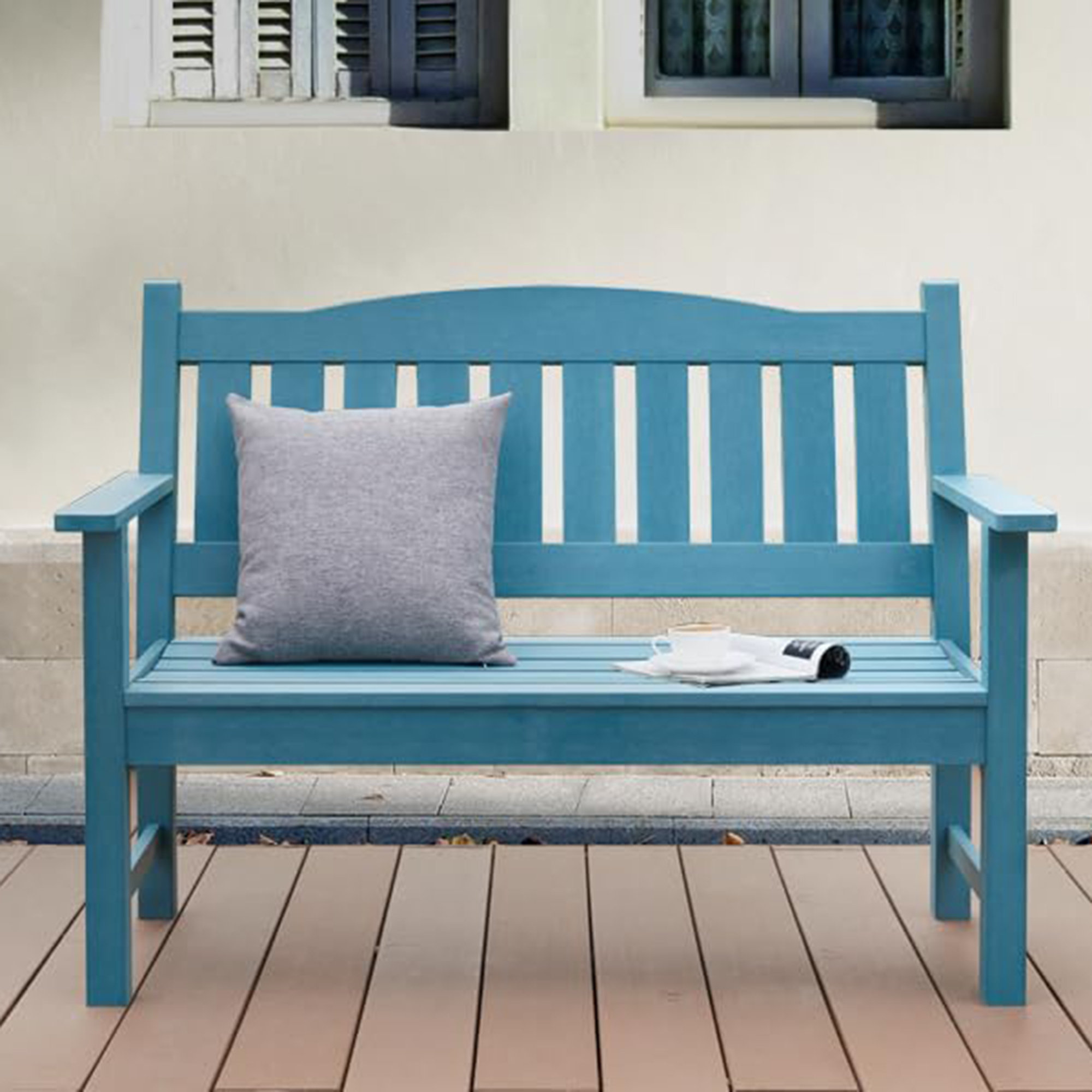 Red Barrel Studio 2-Person Outdoor Memorial Bench, All-Weather Poly ...