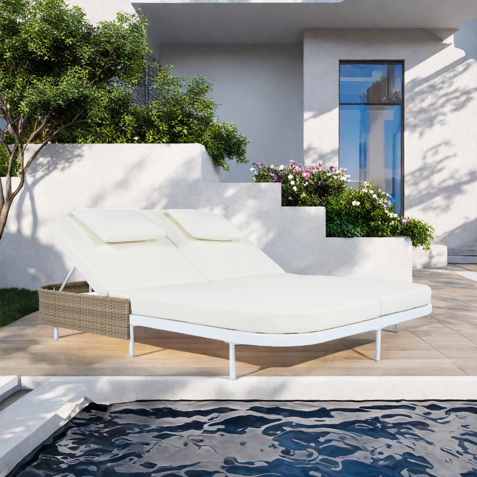 Latitude Run® Outdoor Daybed With 5-position Adjustable Backrest And ...