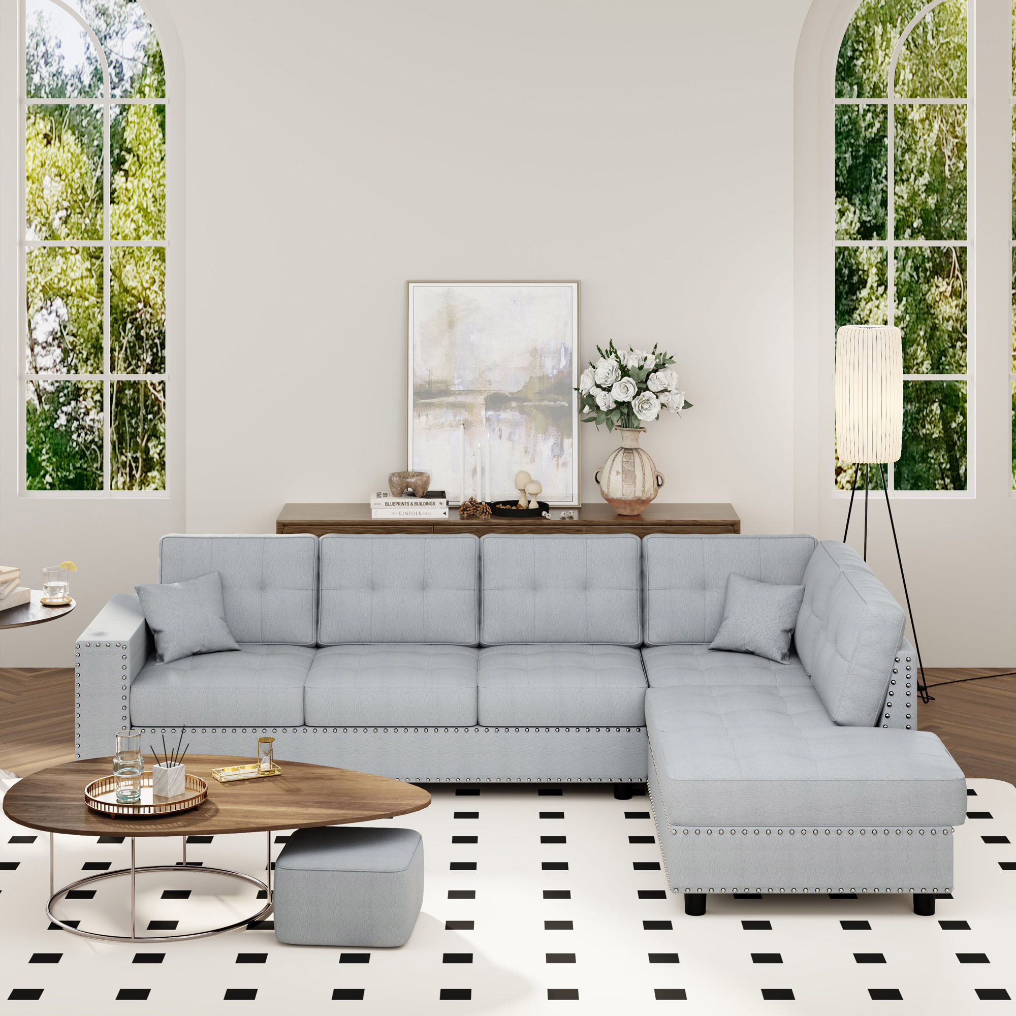 Red Barrel Studio® L-Shaped Modular Sectional Sofa With Removable Back ...