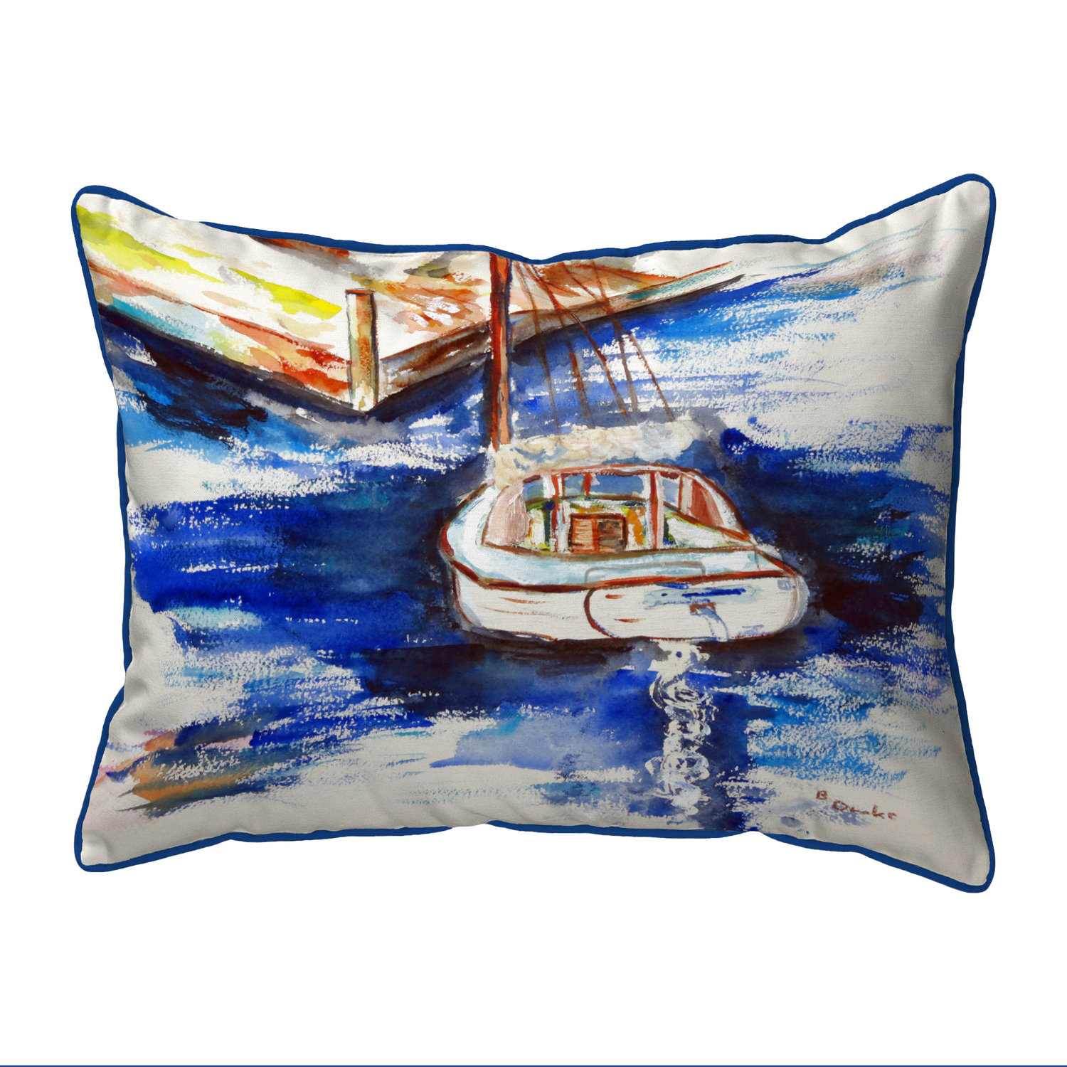 Betsy Drake Interiors Sailboat Sailboat Dock Outdoor Rectangular Pillow ...
