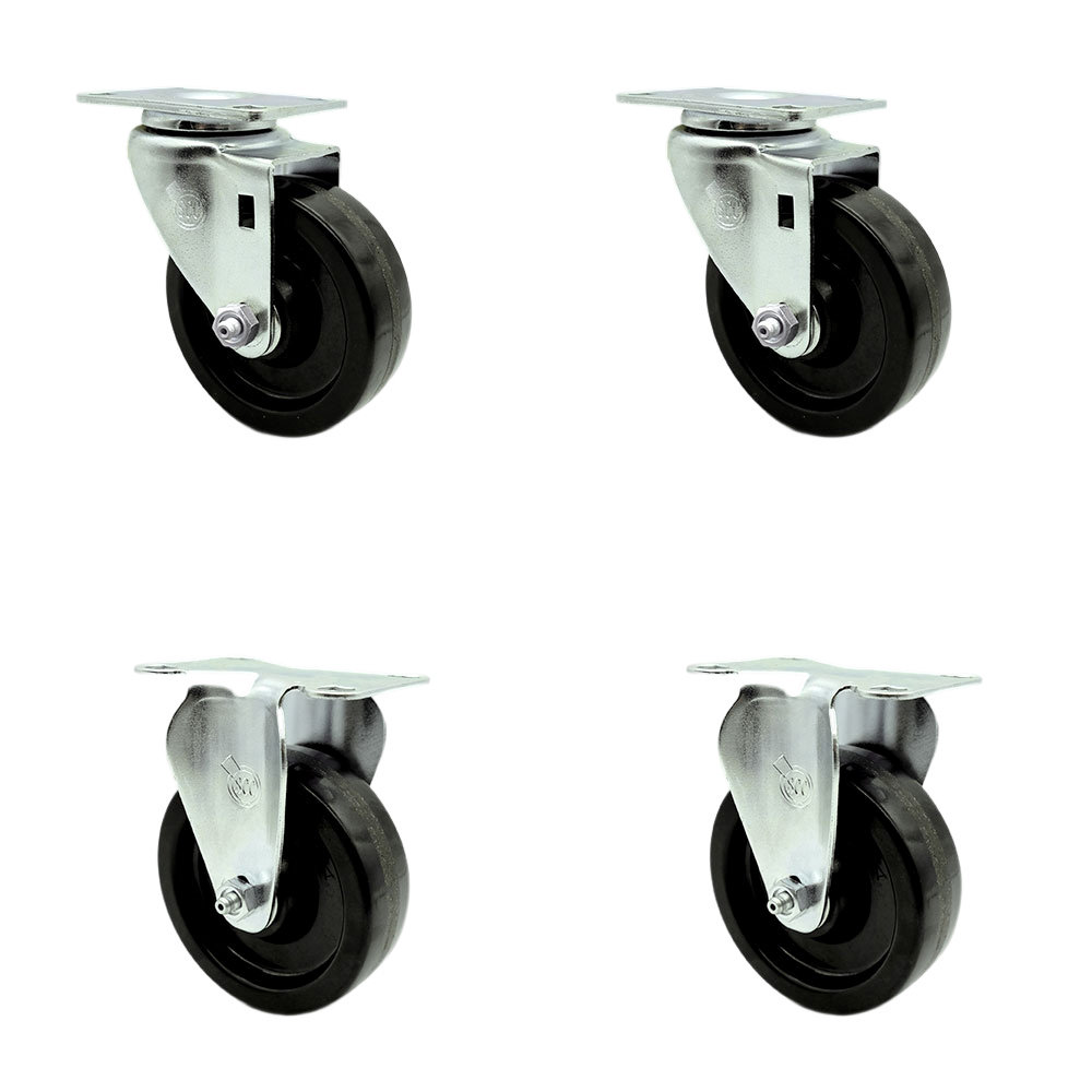 Service Caster 4 Inch Phenolic Wheel Swivel Top Plate Caster Set with 2 ...
