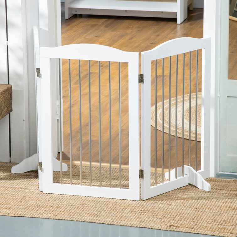 Pawhut Metal Free Standing Pet Gate With Door | Wayfair.co.uk