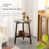George Oliver Solid Wood Round Side Table With Lower Shelf ...