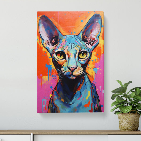 Marlow Home Co. Sphynx Cat Expressionism - No Frame Print | Wayfair.co.uk