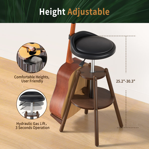 George Oliver Khashif Wooden Guitar Stool Bar Stools with Height ...