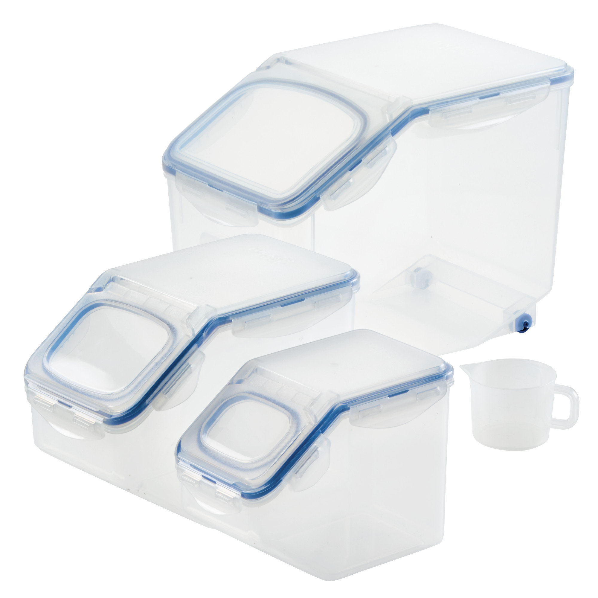 LocknLock Pantry Rectangular Food Storage Container Set, 3-Piece, Clear ...