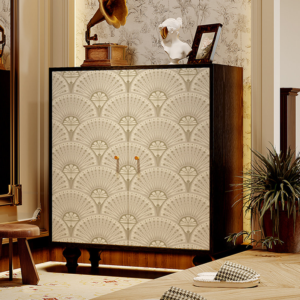 DICIXA French Simple Fan Style Living Room Shoe Cabinet 16 Pair Shoe ...