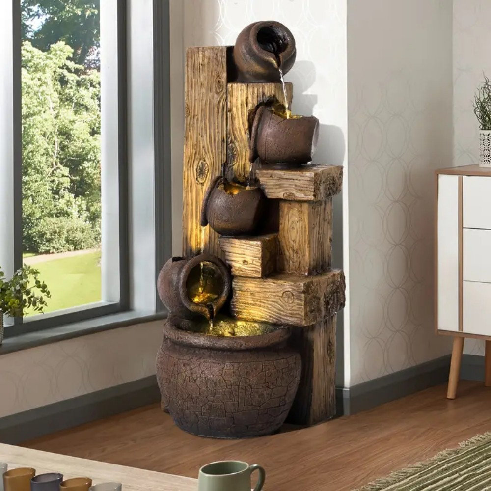 Millwood Pines 39.3" Floor-Standing Cascading Water Fountain With 5 ...