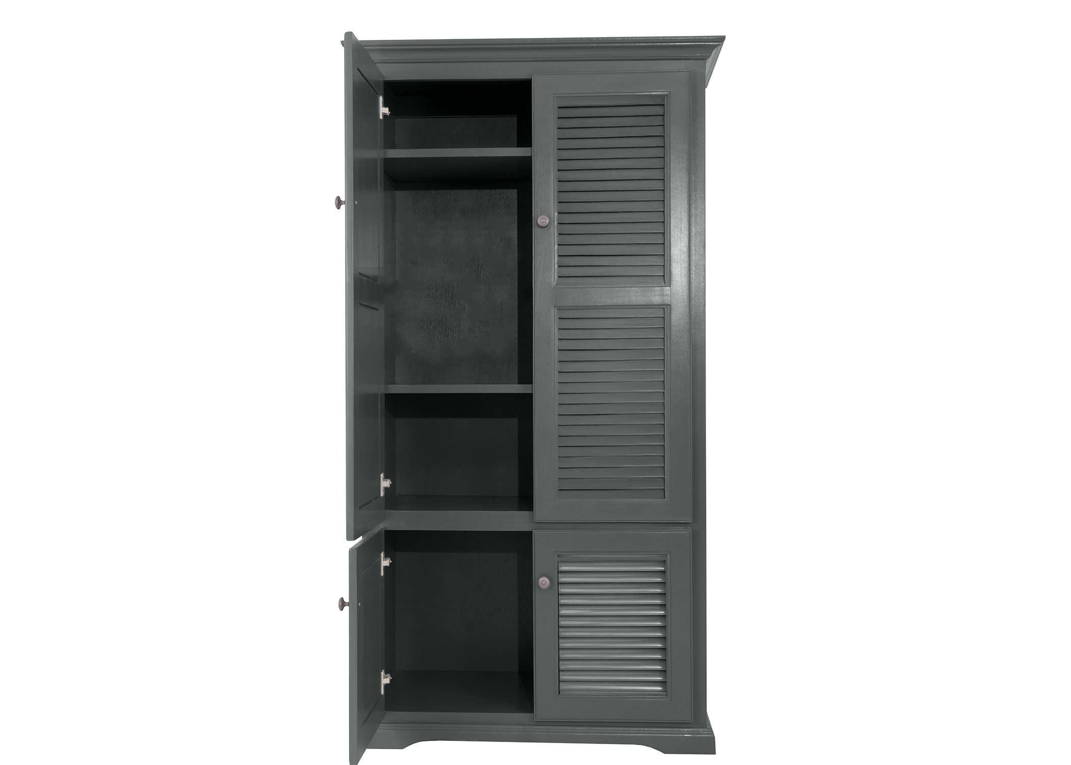 Red Barrel Studio® Double Wide Solid Wood Kitchen Pantry with shutter ...