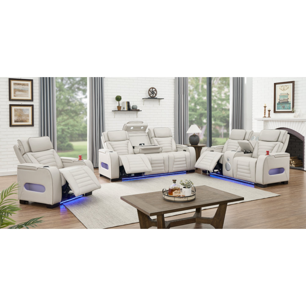 Hokku Designs Tokyo 3-Piece Sand Power Reclining Set | Wayfair