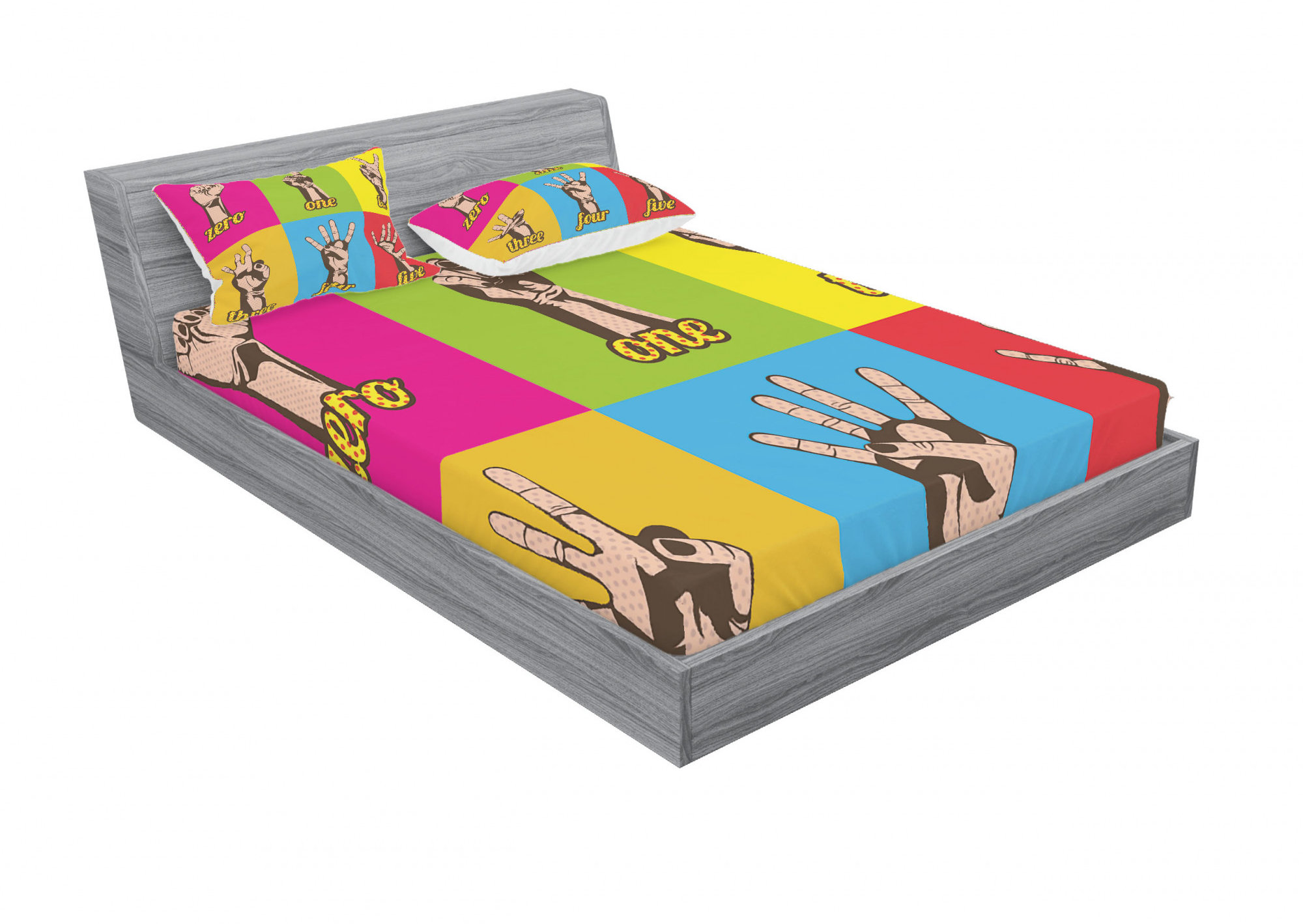 Ambesonne Comics Collage of Hands Showing Numbers Modern Style Teenage ...