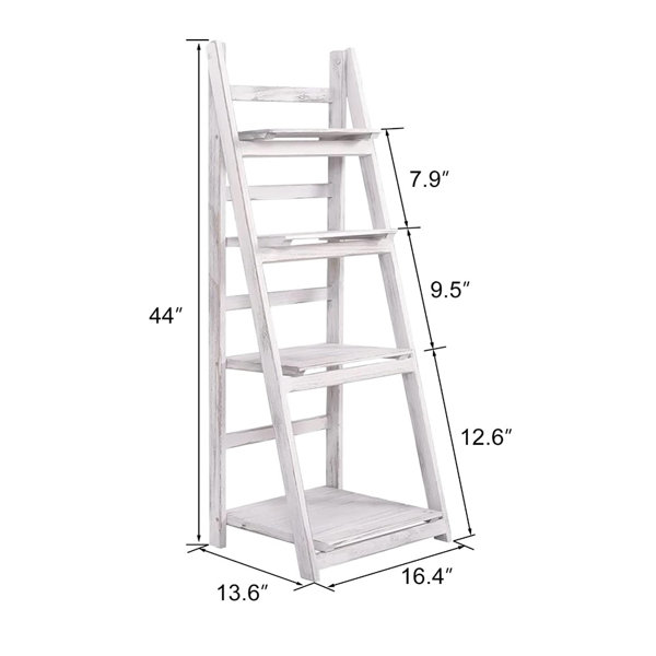 Arlmont & Co. Eri Rectangular Multi-Tiered Foldable Ladder Solid Wood ...