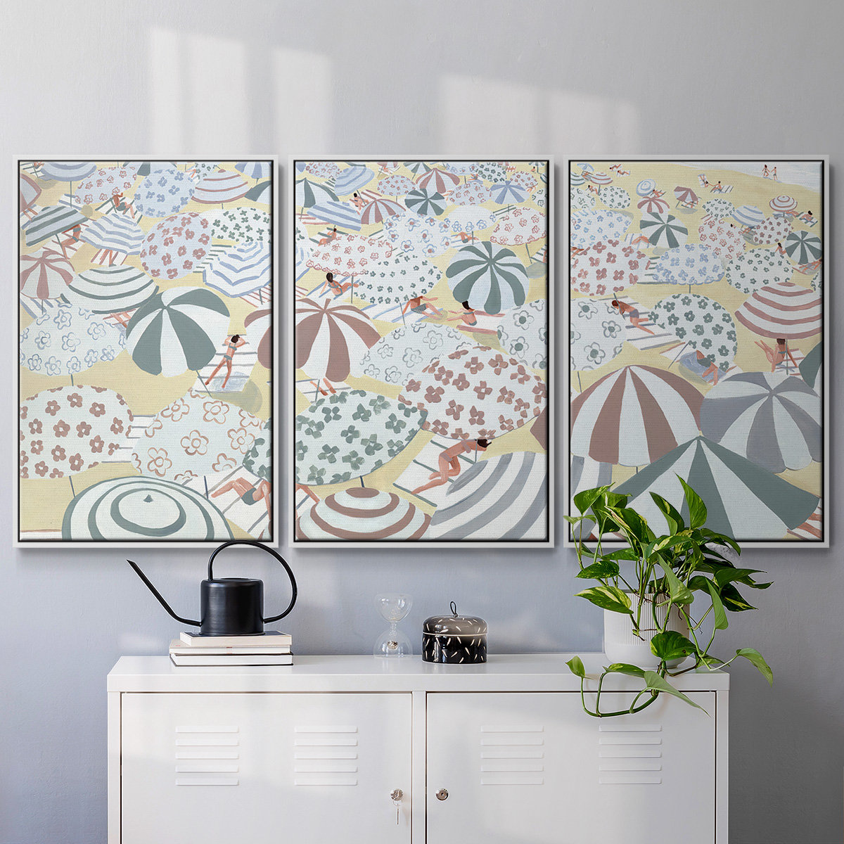 Highland Dunes Subtle Beach Framed On Canvas 3 Pieces Print | Wayfair