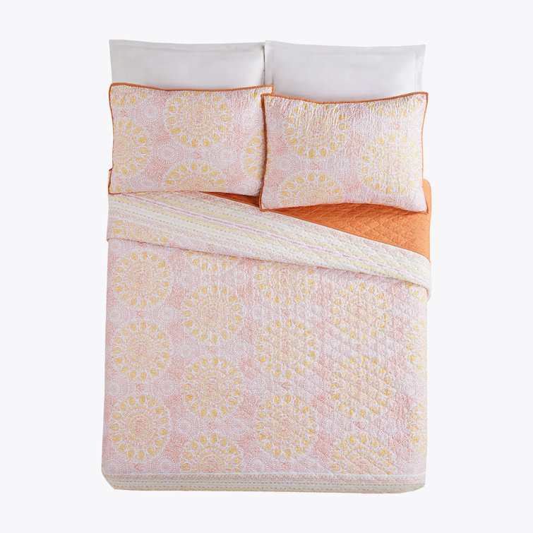 Jessica Simpson Home Jessica Simpson Orange Medallion Reversible Quilt ...