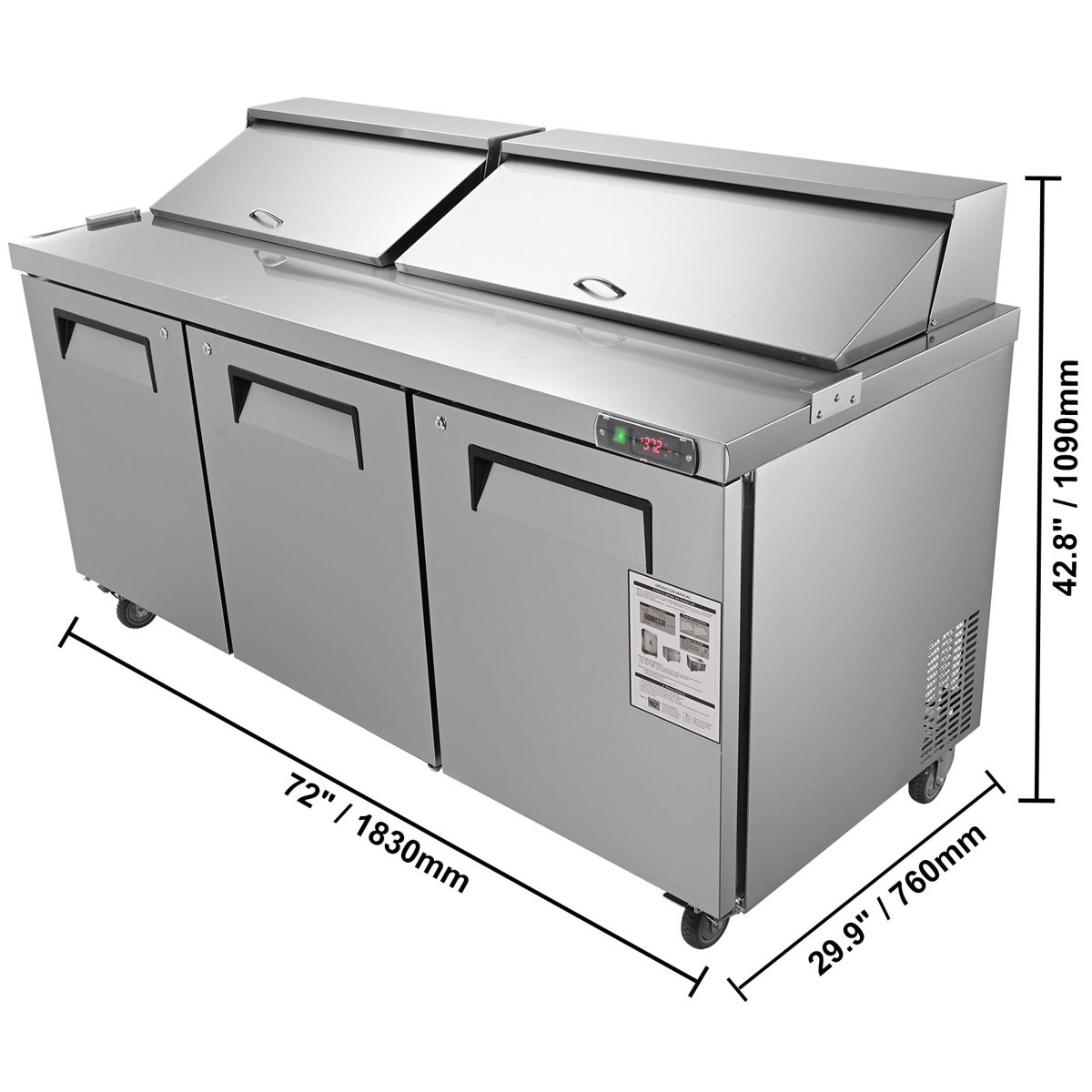 VEVOR 17.73 Cubic Feet Prep Refrigerator - 72'' | Wayfair