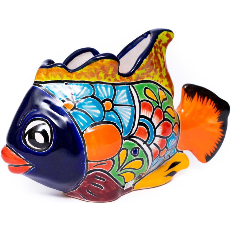 Bungalow Rose Handmade Mexican Talavera Pottery Ceramic Small Fish ...