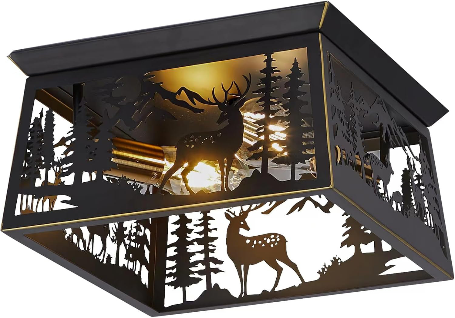 Loon Peak Farmhouse Rustic Deer Flush Mount Ceiling Light Fixture ...