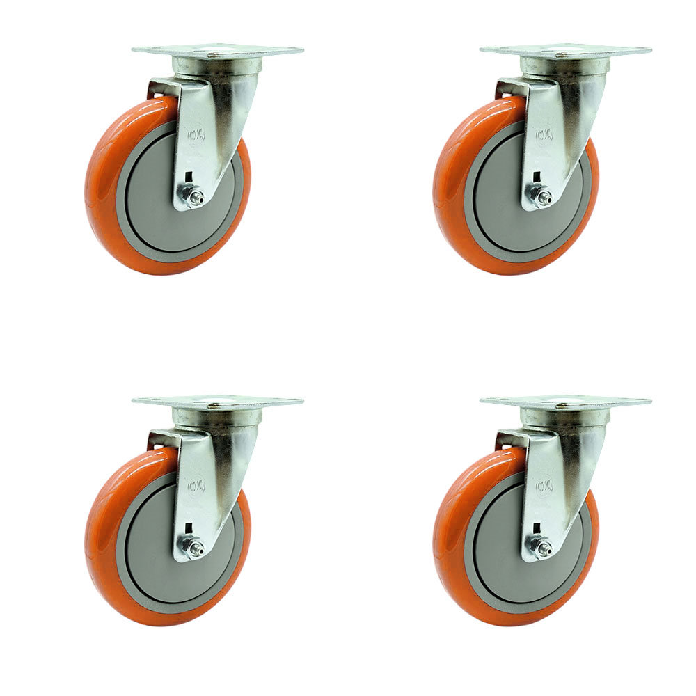 Service Caster SCC - 5" x 1.25" Orange Polyurethane Wheel Swivel ...