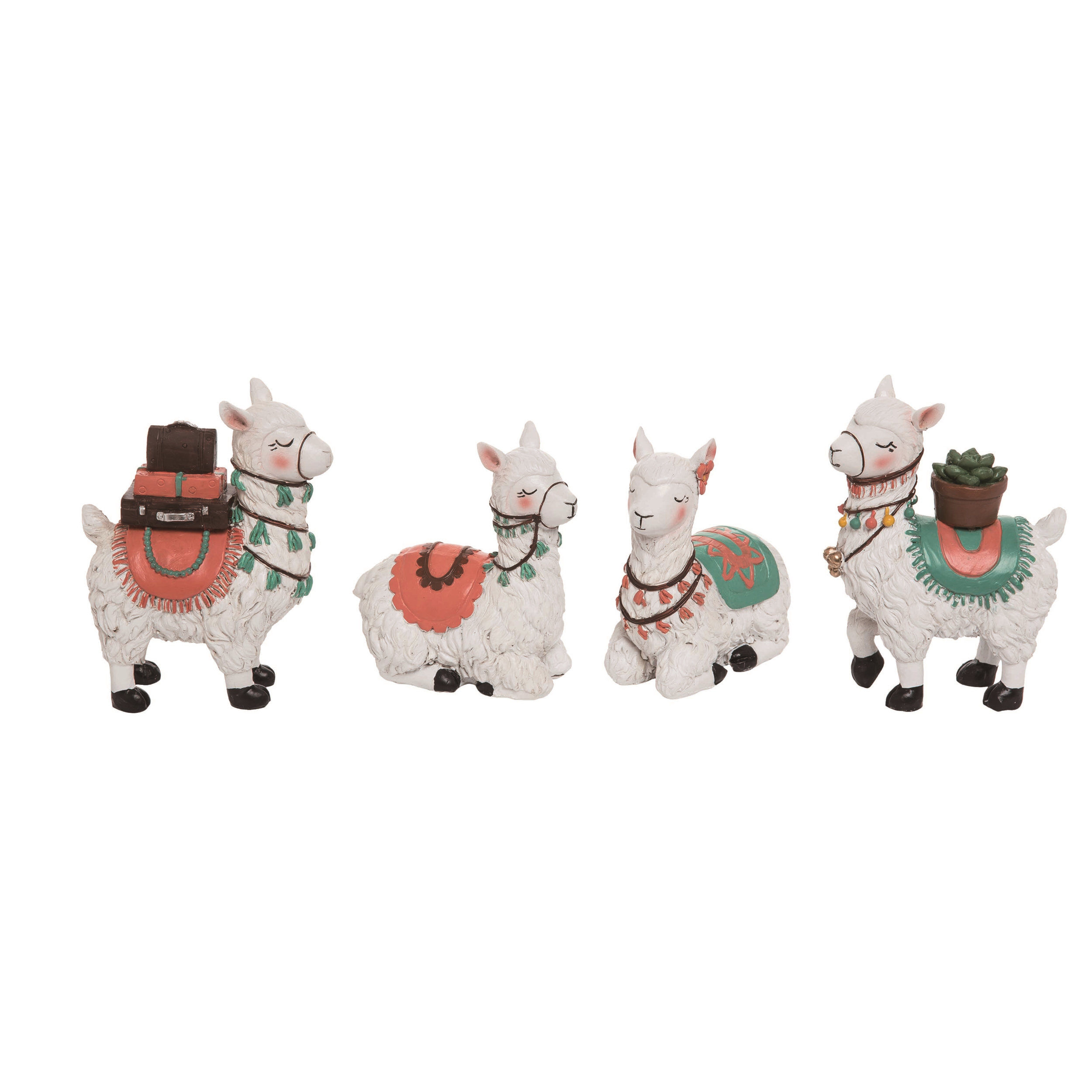 Bungalow Rose Lama Figurine Set of 4 Spring Home Decorations | Wayfair