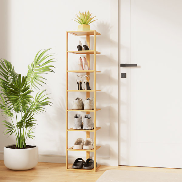 MoNiBloom 8 Tiers Corner Bamboo Shoe Rack, Storage Shoes Stand 8 Pairs ...