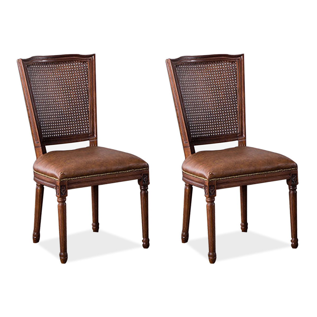 Decordreamss 19.69" Dark Brown Solid back side Chair(Set of 2 ...