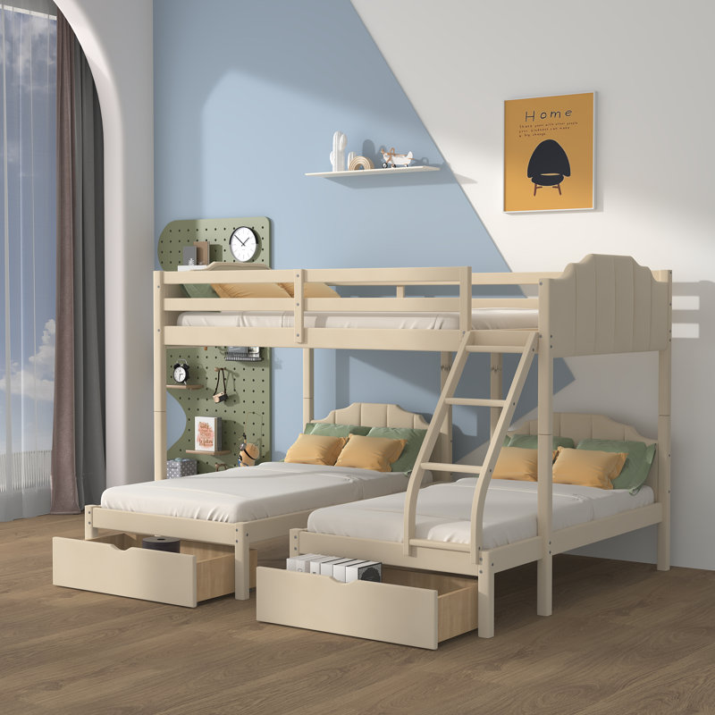 HEROFIBER Kids Twin Over Twin Over Full Bunk Bed | Wayfair