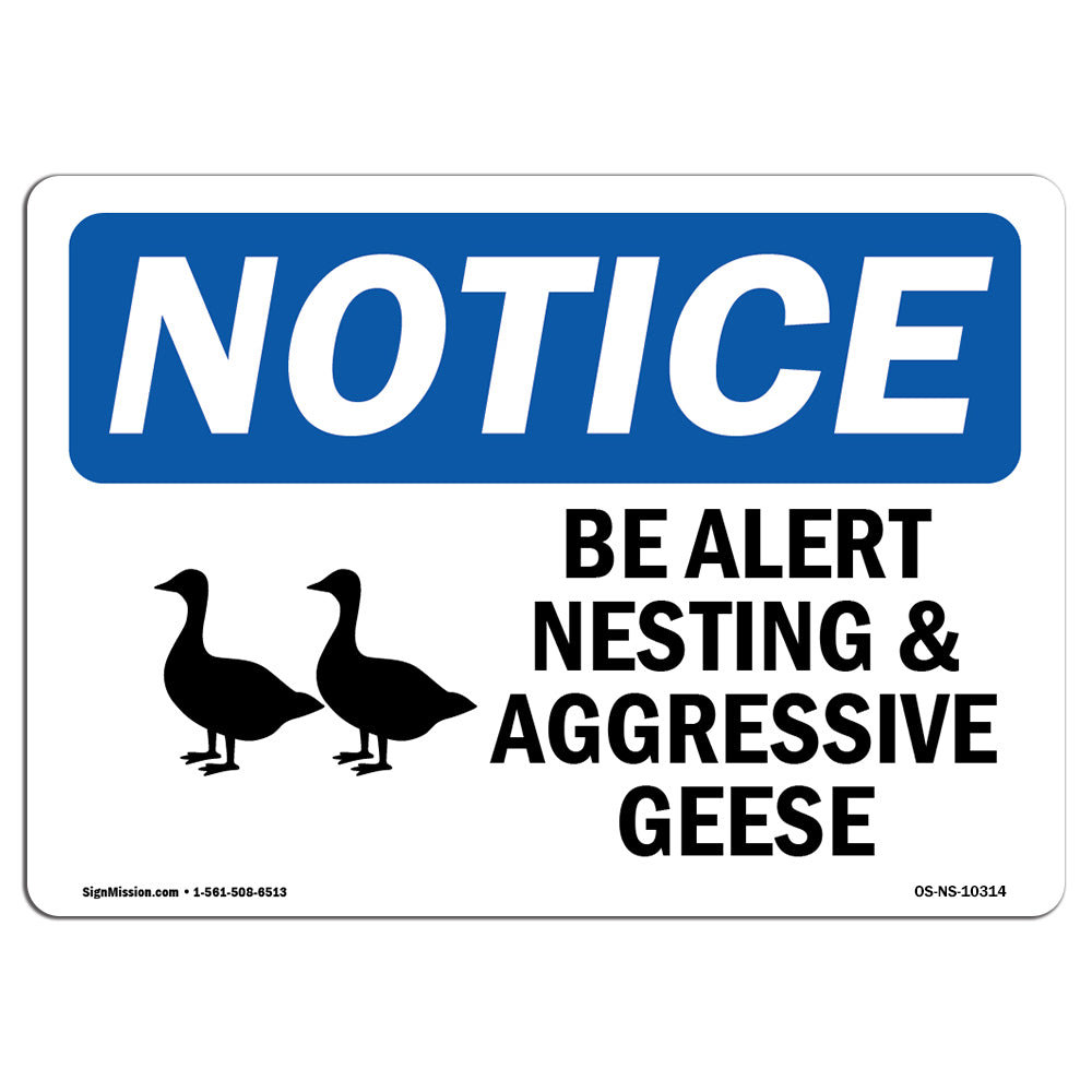 SignMission Be Alert Nesting And Aggressive Geese Sign with Symbol ...