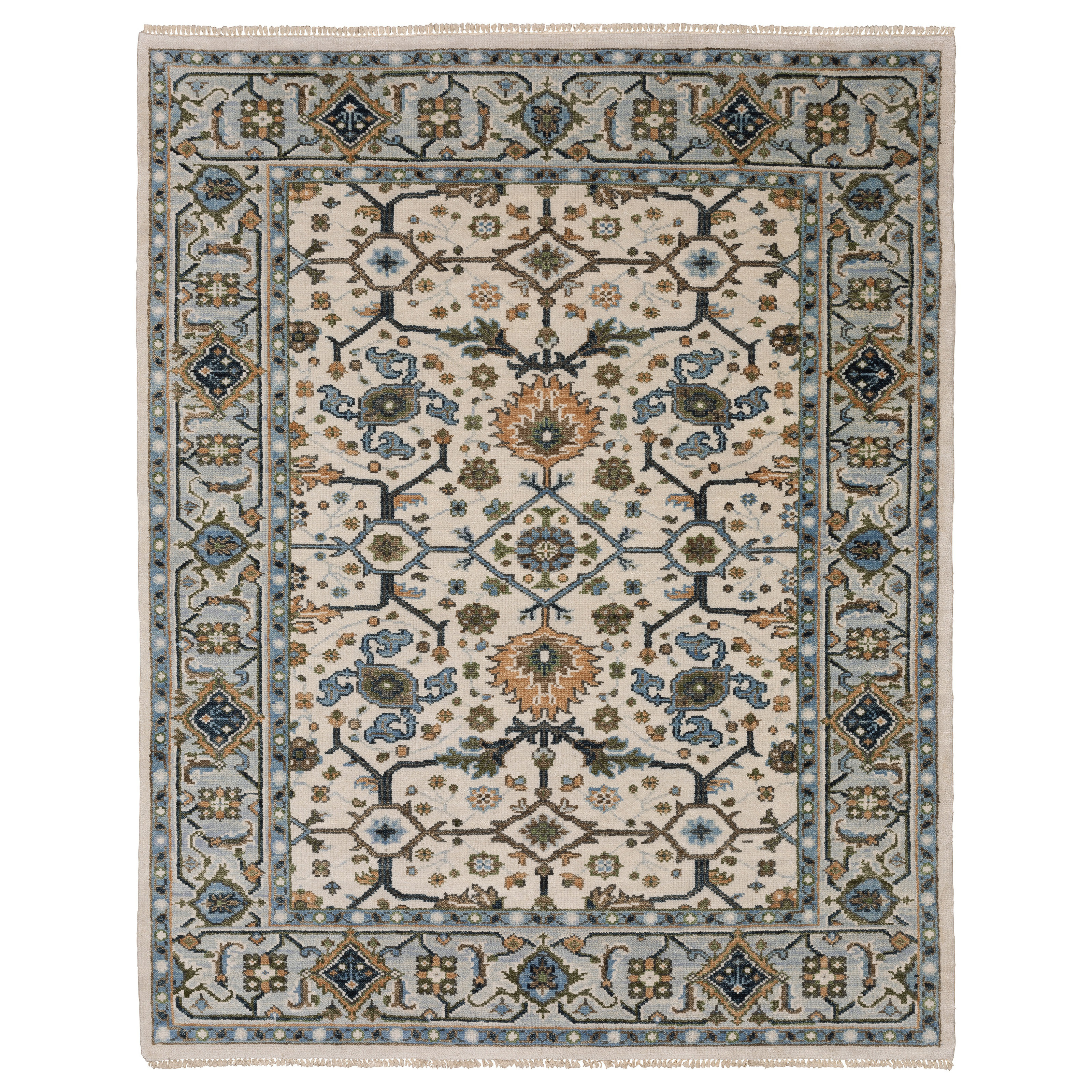 Bungalow Rose Gowen Traditional Oriental Ivory/ Light Blue Area Rug ...