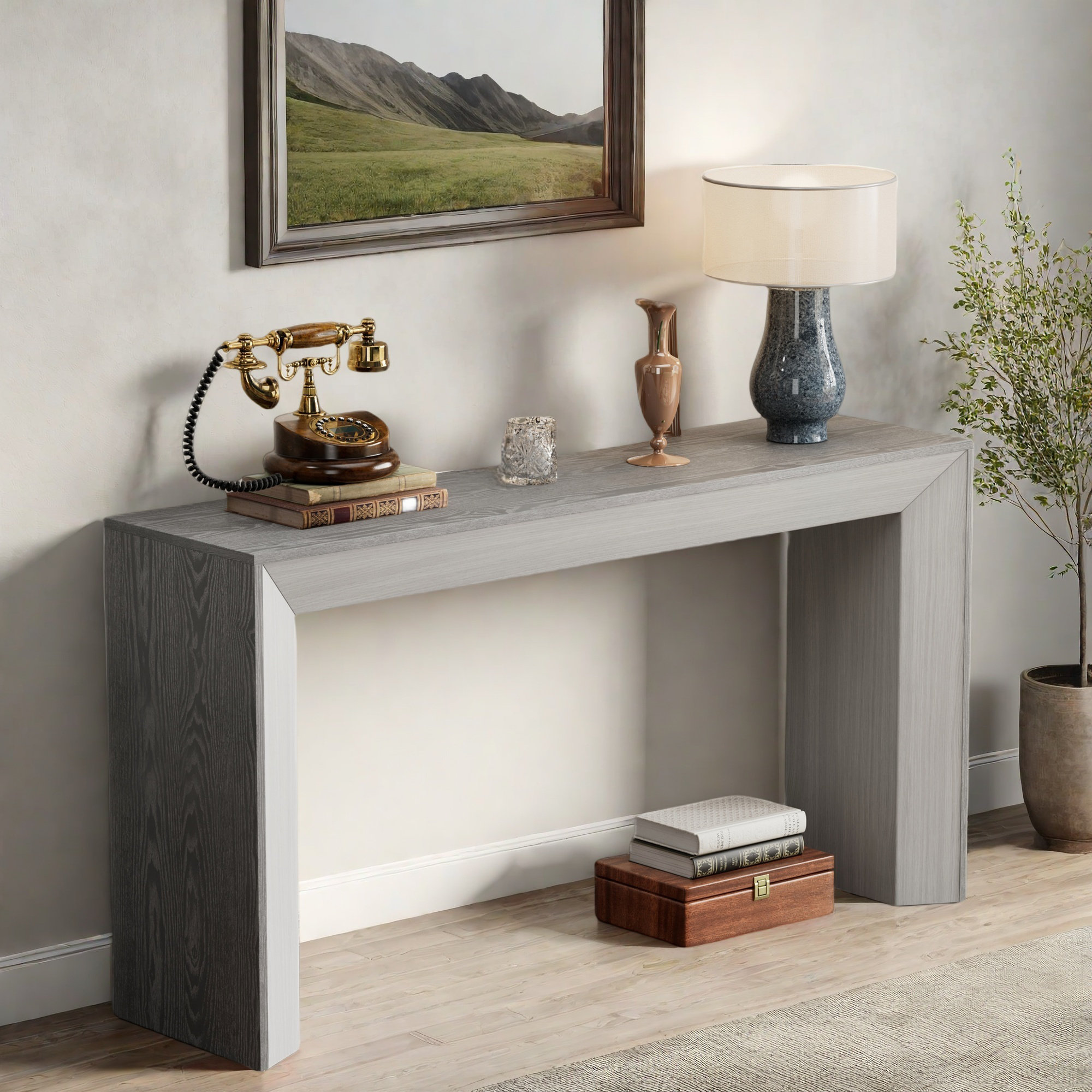 Ebern Designs Elegant Console Table With Natural Grain Patterns And ...