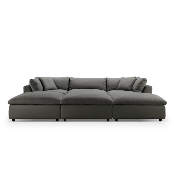 Abbyson Home Jojo Fletcher Luxe Gray Nubuck Leather 3Pc Sofa And 3Pc ...