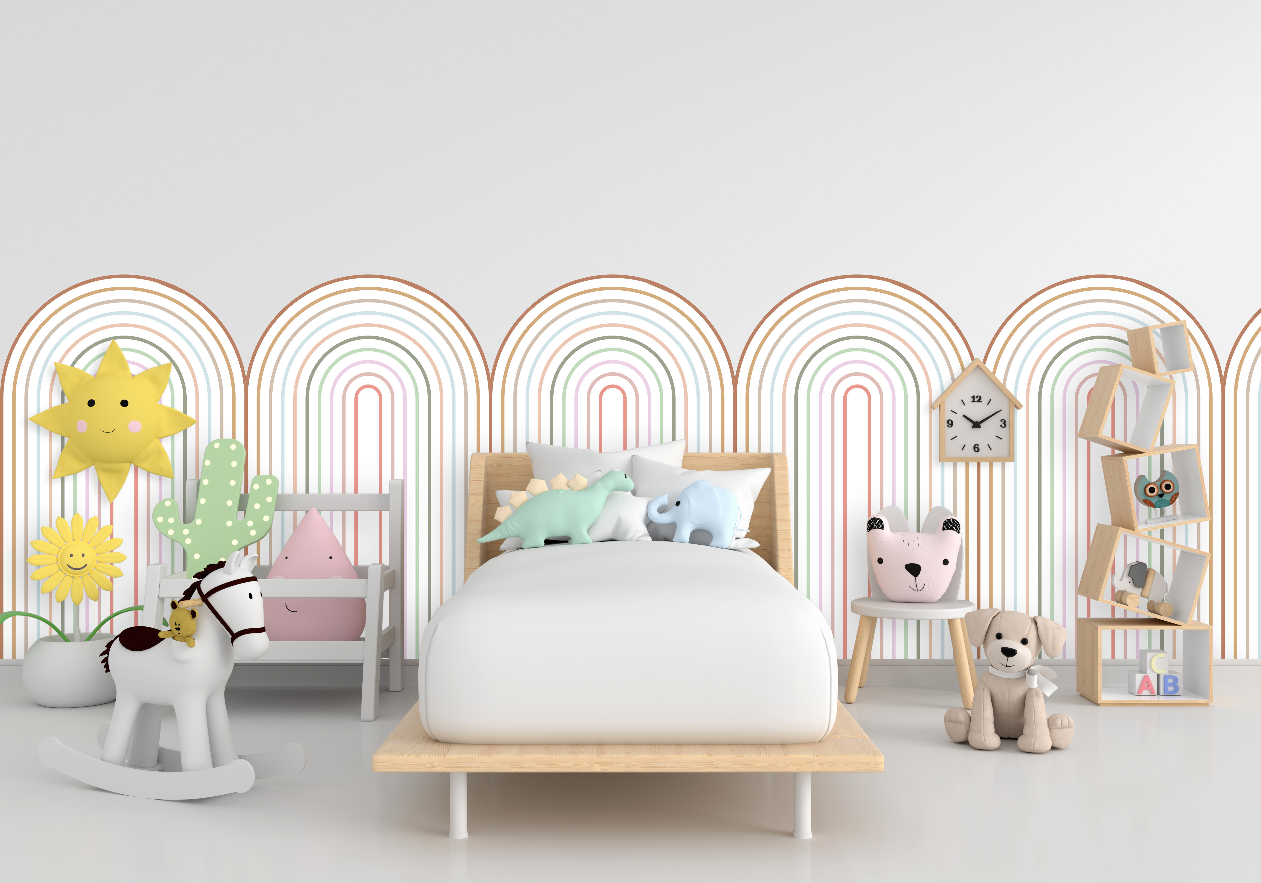 Stickalz Scalloped Pastel Arch Wall Decal, Scallop Decals, Boho Wall Decor Decal Boho Nursery ...