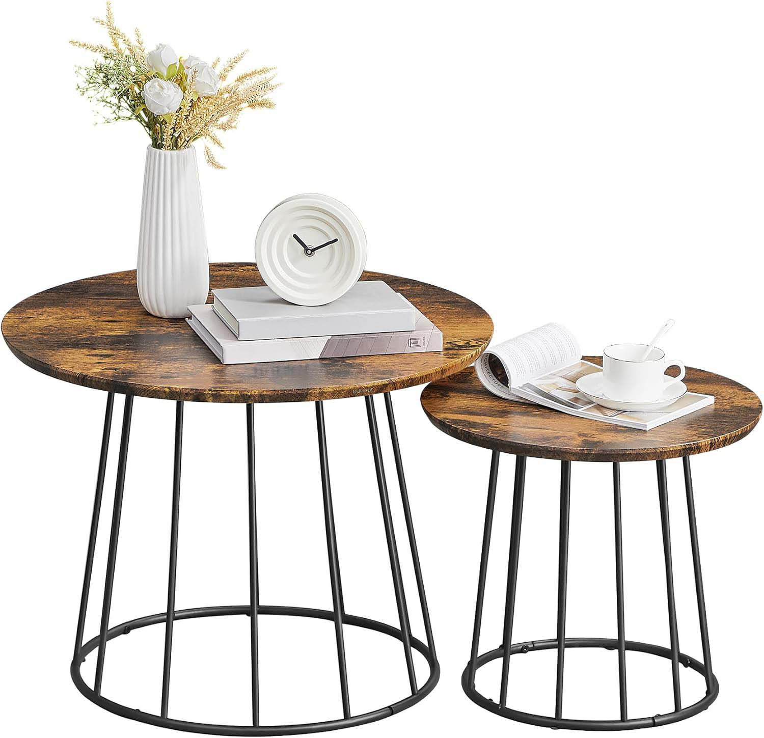 George Oliver Round Coffee Tables, Set Of 2, Modern Circle Side Tables ...