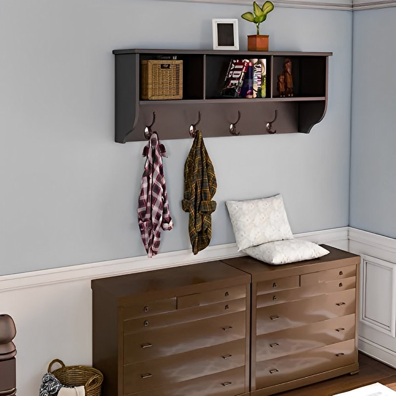 Wildon Home® Kuske Espresso Entryway Wall Mounted Coat Rack with 4 Dual ...