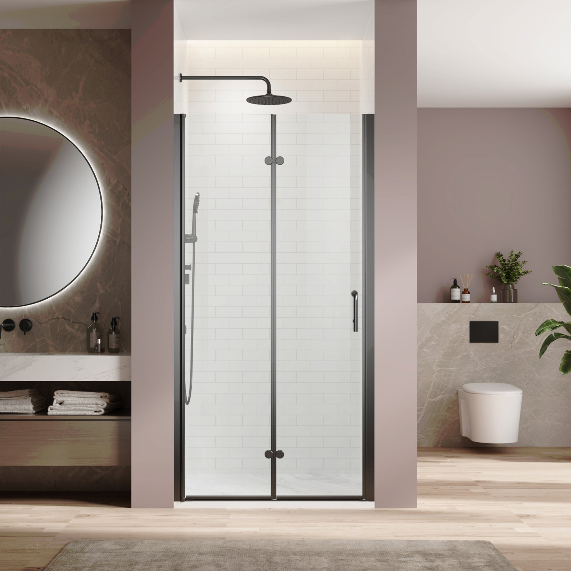 ExpressThrough Bifold Swing Double Glass Panel Shower Door 30 In.W X 72 ...