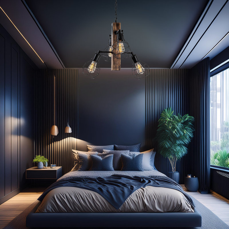 17 Stories 4 Lights Hornbeam Body Iron Cap Cage Chandelier | Wayfair