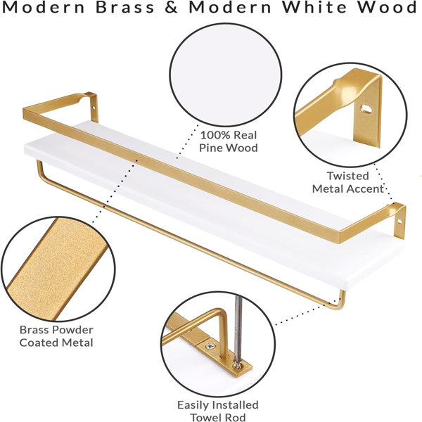 Mercer41 Abdia 2 Piece Solid Wood Floating Shelf | Wayfair