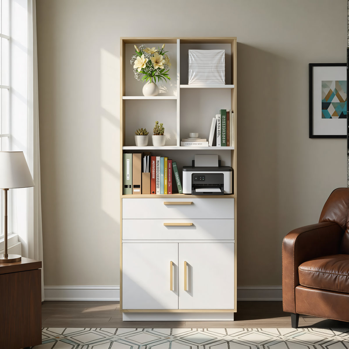Latitude Run® Adonia Modern 59"H For Home Office With 2 Drawers ...