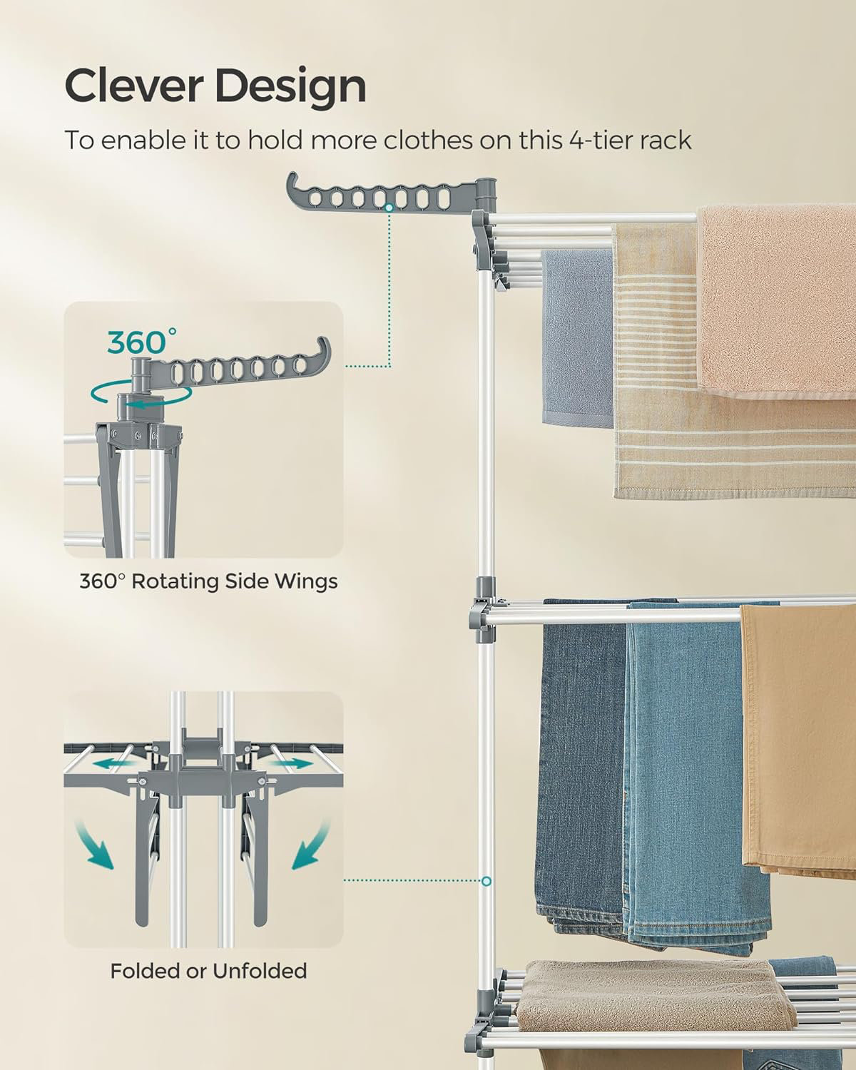 Rebrilliant Foldable Rolling Drying Rack | Wayfair