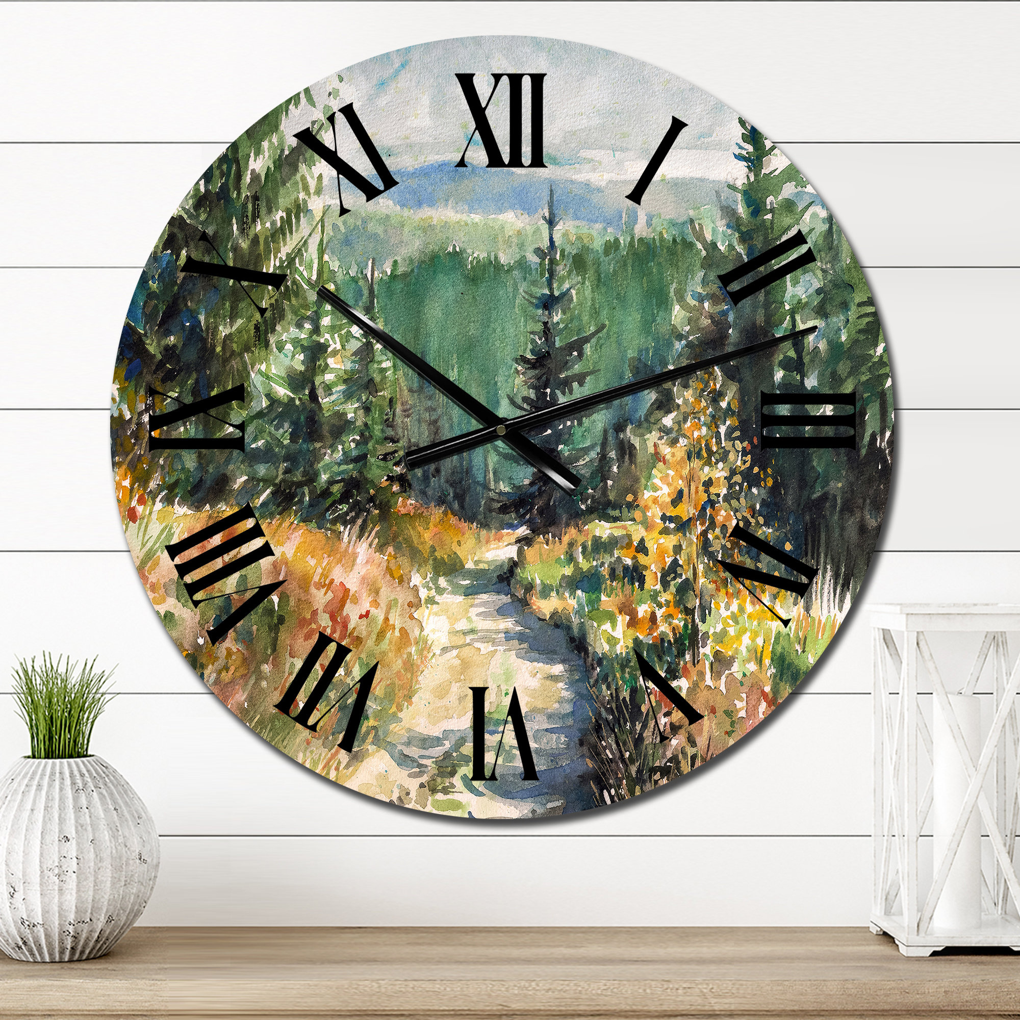 East Urban Home Little Road In Mountain Landscape - Country wall clock ...